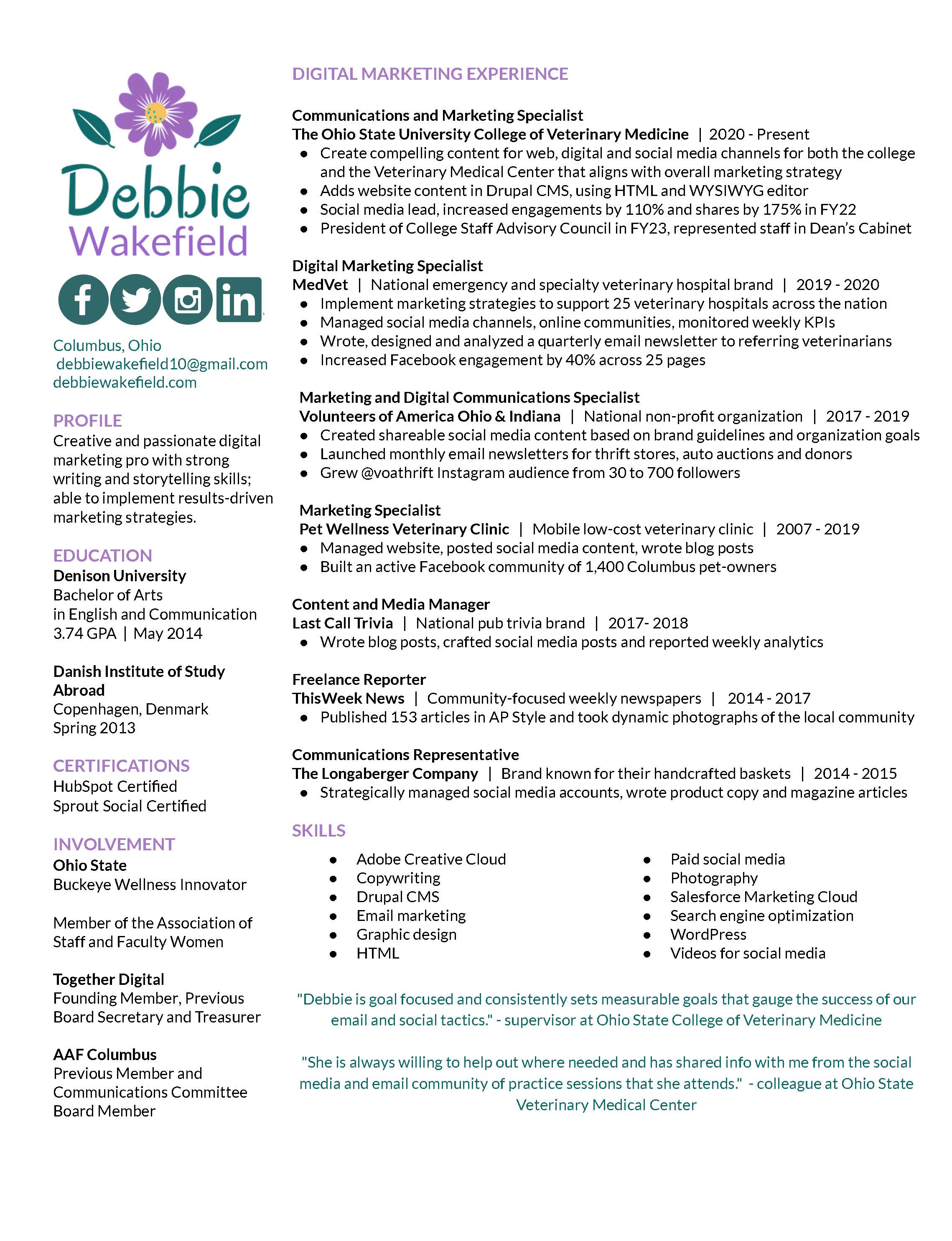 Resume – Debbie Wakefield