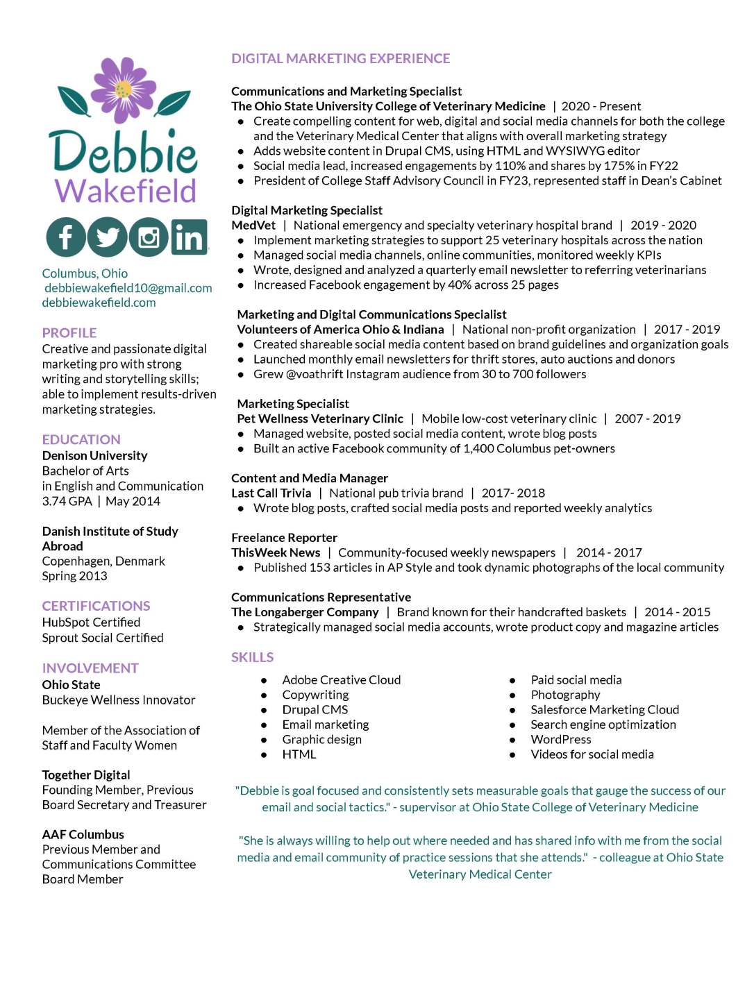 Resume – Debbie Wakefield